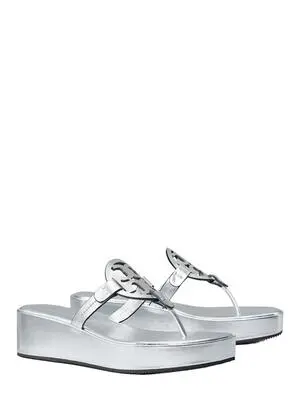 Tory Burch Miller Wedge Sandal Silver