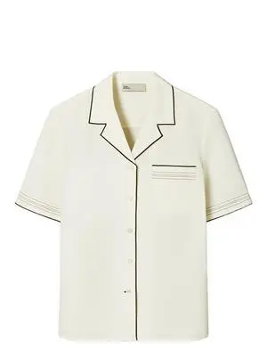 Tory Burch Linen Camp Shirt - White