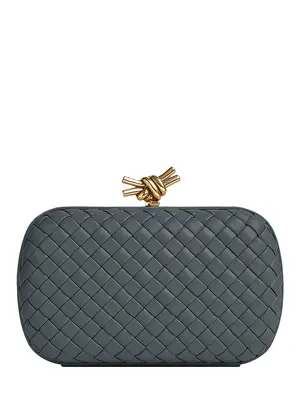 Bottega Veneta Bottega Veneta Knot Intrecciato Leather Clutch Thunder