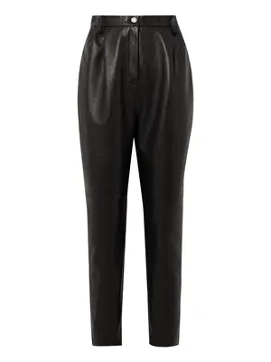 Magda Butrym Leather Tapered Cropped Trousers - Black