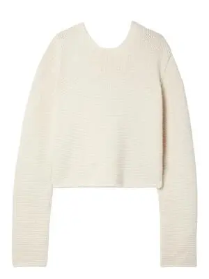 THE ROW Iri Cropped Cashmere Sweater - White