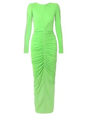 Givenchy Ruched Crepe De Chine Maxi Dress - Green