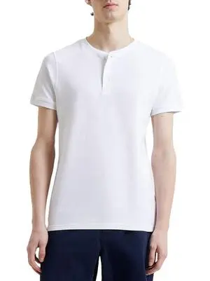 French Connection Micro Piqué Short Sleeve Henley White
