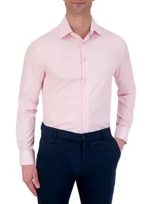 REPORT COLLECTION Slim Fit Geometric Print Performance Dress Shirt - 24 Pink