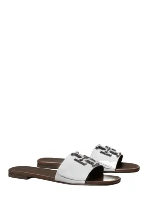 Tory Burch Tory Burch Ines Leather Slide Sandal Silver / Coconut