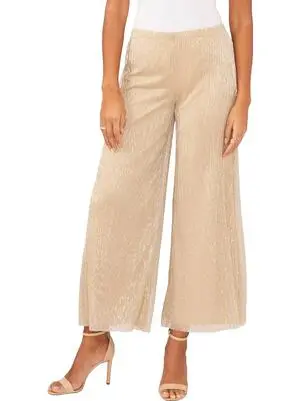 Chaus Metallic Mesh Palazzo Pants - Gold