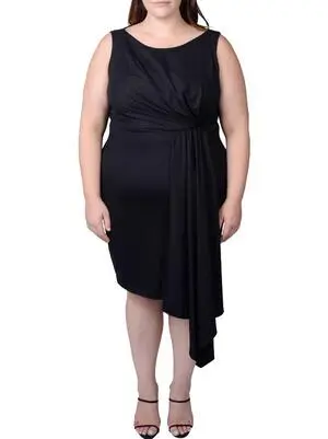 MAYES NYC Adele Draped Asymmetric Sheath Dress - Black