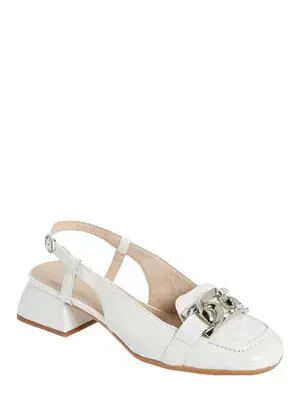WONDERS Chain Detail Slingback Pumps - White Patent