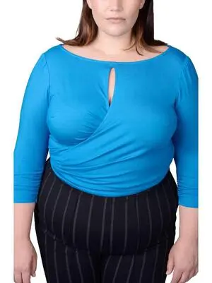MAYES NYC Tamara Keyhole Wrap Top - Blue