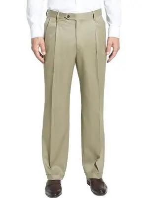 Berle Pleated Wool Gabardine Trousers - Tan