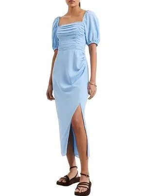French Connection Afina Inu Satin Midi Dress - Placid Blue