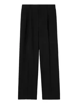 Burberry Wide-leg Wool Twill Trousers - Black