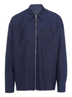 Prada Zip-front Silk Shirt - Blue