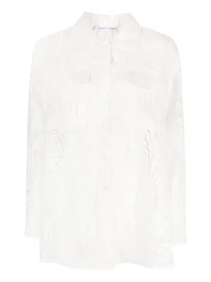 Alberta Ferretti Floral Sheer Shirt - White