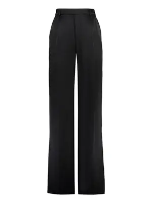 Saint Laurent Pleated Straight Trousers - Black