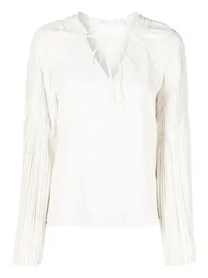 SIMKHAI Pleated Long-Sleeved Blouse