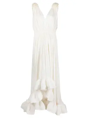 LANVIN Sleeveless Ruffle-hem Dress - White