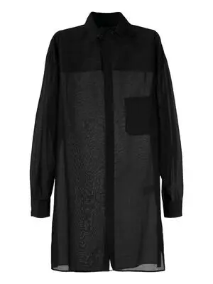 Yohji Yamamoto Double-collar Long Shirt - Black