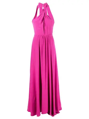 Patrizia Pepe Long Cut-out Silk Dress - Pink