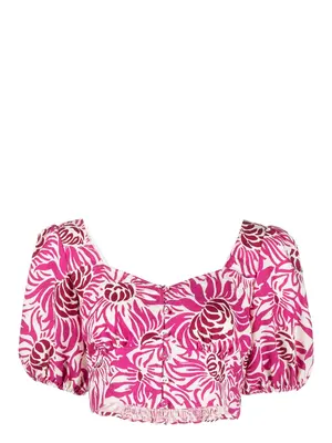 DIANE VON FURSTENBERG DVF Diane Von Furstenberg Floral-print Short-sleeve Top