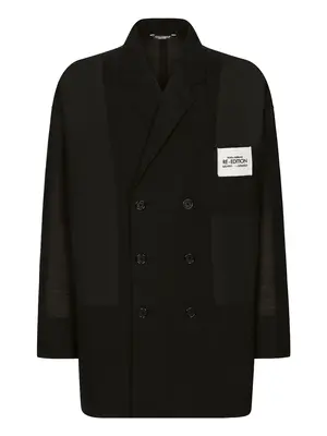 Dolce & Gabbana Logo-patch Double-breasted Coat - Black