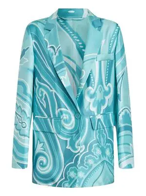 Etro Swirl-print Silk Blazer - Blue