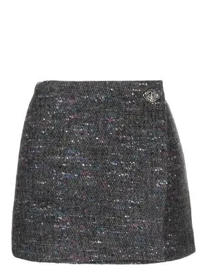 GANNI Tweed Wrap Mini Skirt