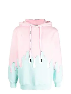 Palm Angels Layered Flames Drawstring Hoodie - Pink