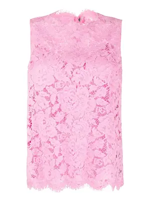 Dolce & Gabbana Floral Lace Top - Pink