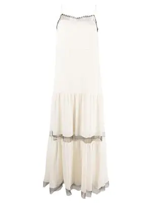 TWINSET Tulle-panel Long Dress - Neutrals