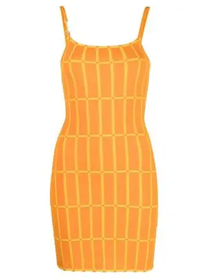 Jacquemus Maille Malha Fitted Dress - Orange
