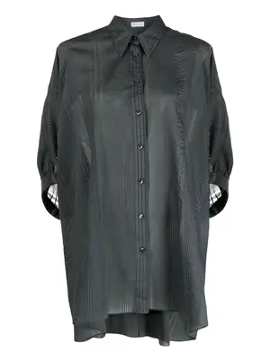 Brunello Cucinelli Striped Draped Shirt - Grey