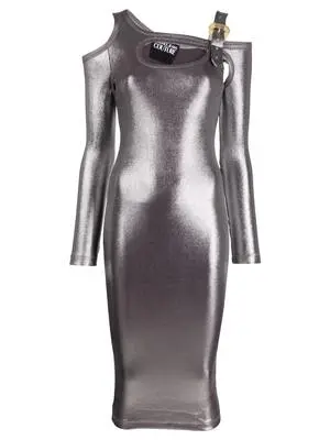 Versace Metallic Cut-out Midi Dress - Silver