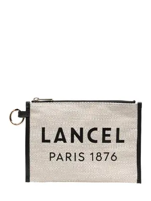 LANCEL Logo-print Clutch - Neutrals
