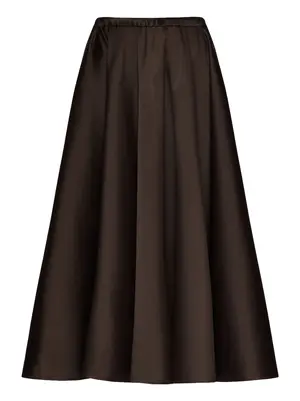 Valentino Garavani Valentino Garavani Pleated Midi Skirt Brown