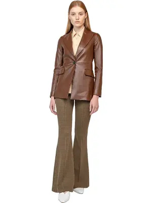Rosetta Getty Peak Lapel Leather Jacket - Natural