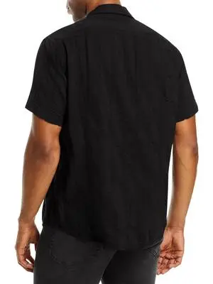 CORRIDOR Seersucker Short Sleeve Camp Shirt - Black