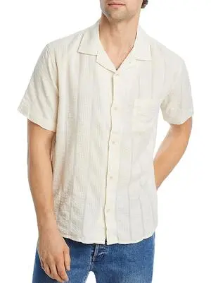 CORRIDOR Seersucker Short Sleeve Camp Shirt - White