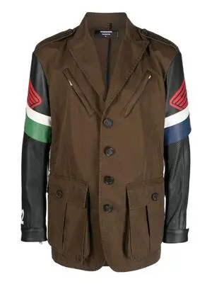 Dsquared2 Biker-style Jacket With Contrast Sleeves - Brown