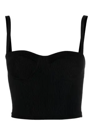 Alexander McQueen Bustier-style Ribbed Crop Top - Black