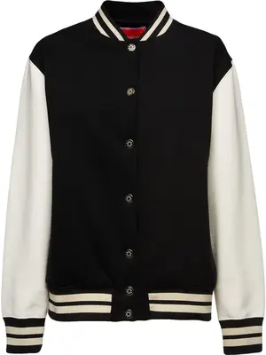 La DoubleJ Embroidered Cotton Bomber Jacket - Black