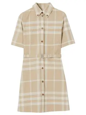 Burberry Signature Check-print Cotton Shirt Dress - Neutrals
