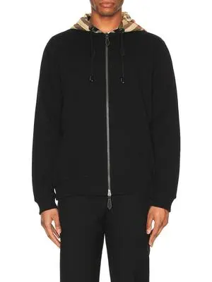 BURBERRY ジップパーカー Burberry Cotton Blend Zip Hoodie Black Men's - US