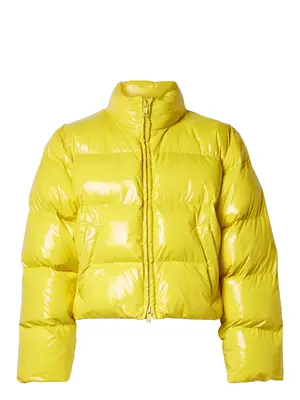 Balenciaga Cropped Quilted Padded Glossed-shell Coat - Yellow