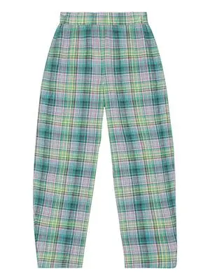 GANNI Seersucker Check Elasticated Pants Lagoon