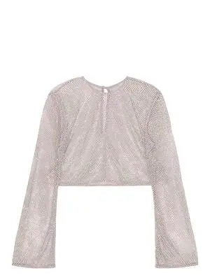 GANNI Embellished Mesh Blouse - Silver