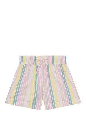 GANNI Stripe Cotton Elasticated Shorts - Mixed