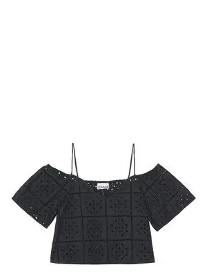 GANNI Broderie Anglaise Top - Black