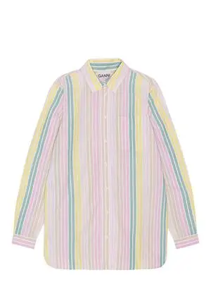 GANNI Stripe Cotton Shirt - Mixed