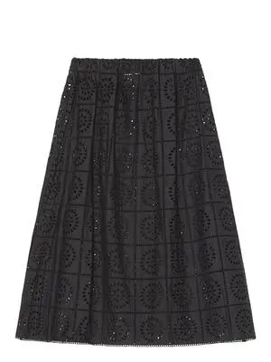 GANNI Broderie Anglaise Skirt - Black